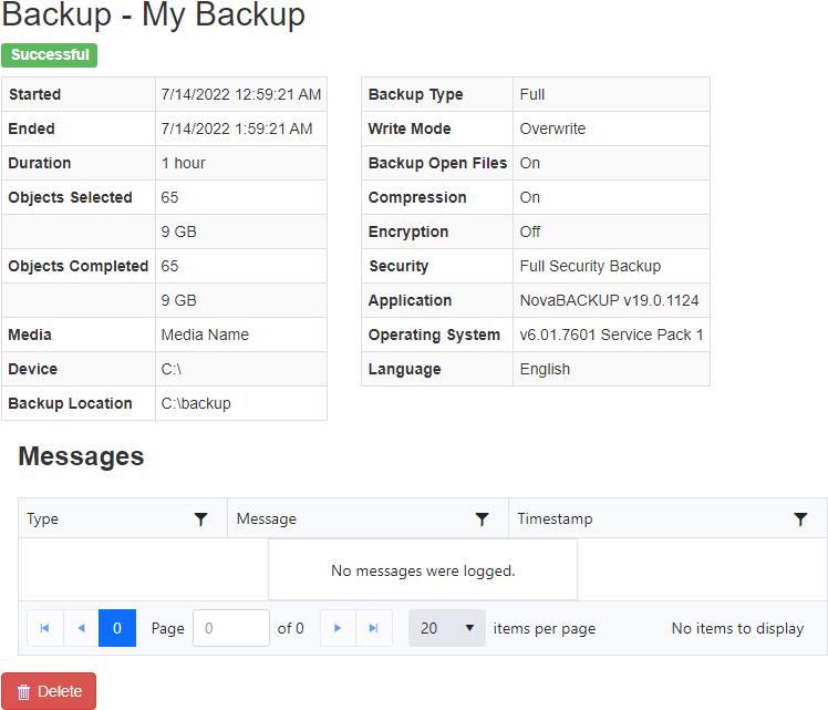 Log Viewer | NovaBACKUP CMon Help